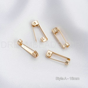 Blank Brooch Setting With Safe Lock, 14K Real Gold Plated Over Brass ...