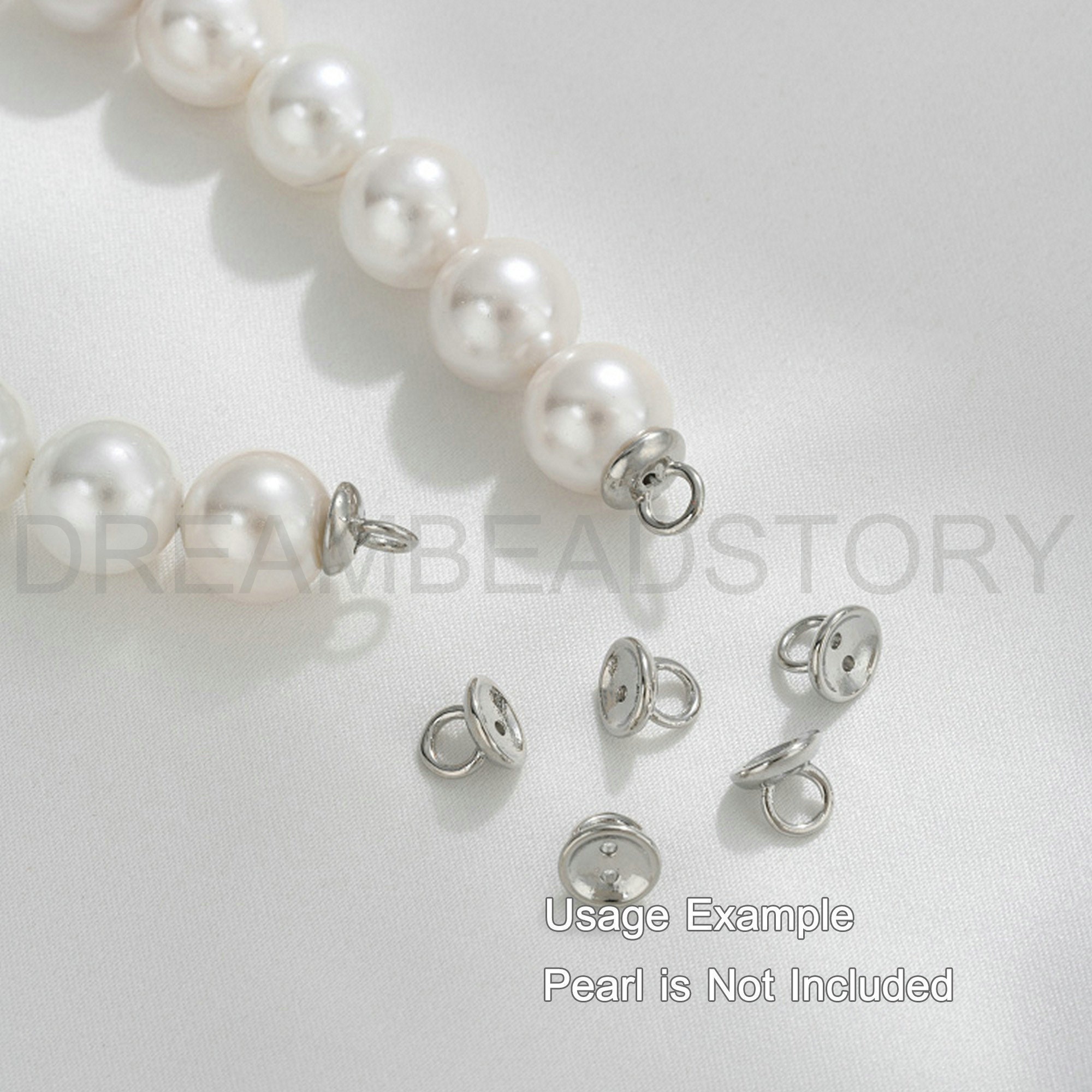 Small Bead End Cap With Loop for Necklace Making, 14K Real Gold/ White ...