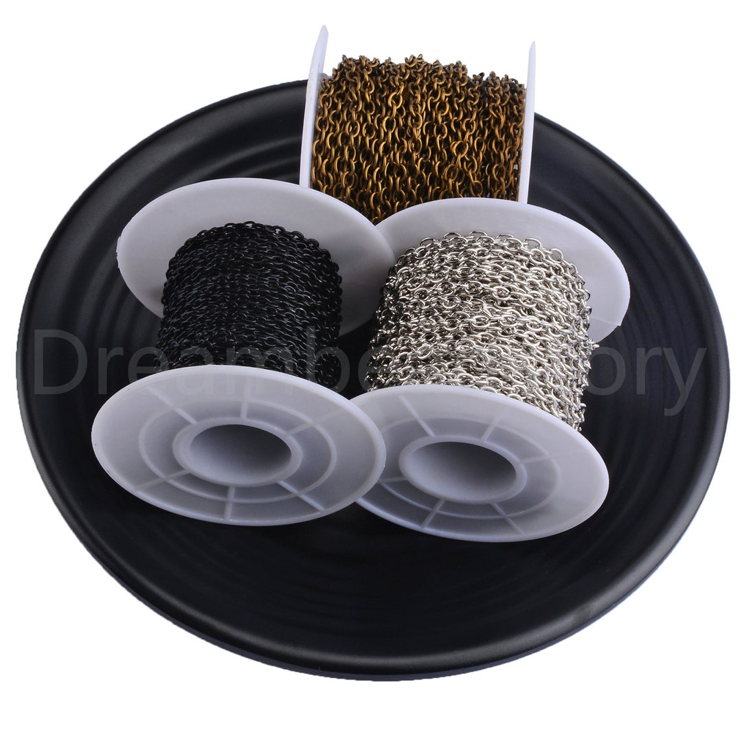1-10 Spools Oval Cable Chains/ Bronze/ Black/ Gold/ Silver/ White Gold ...