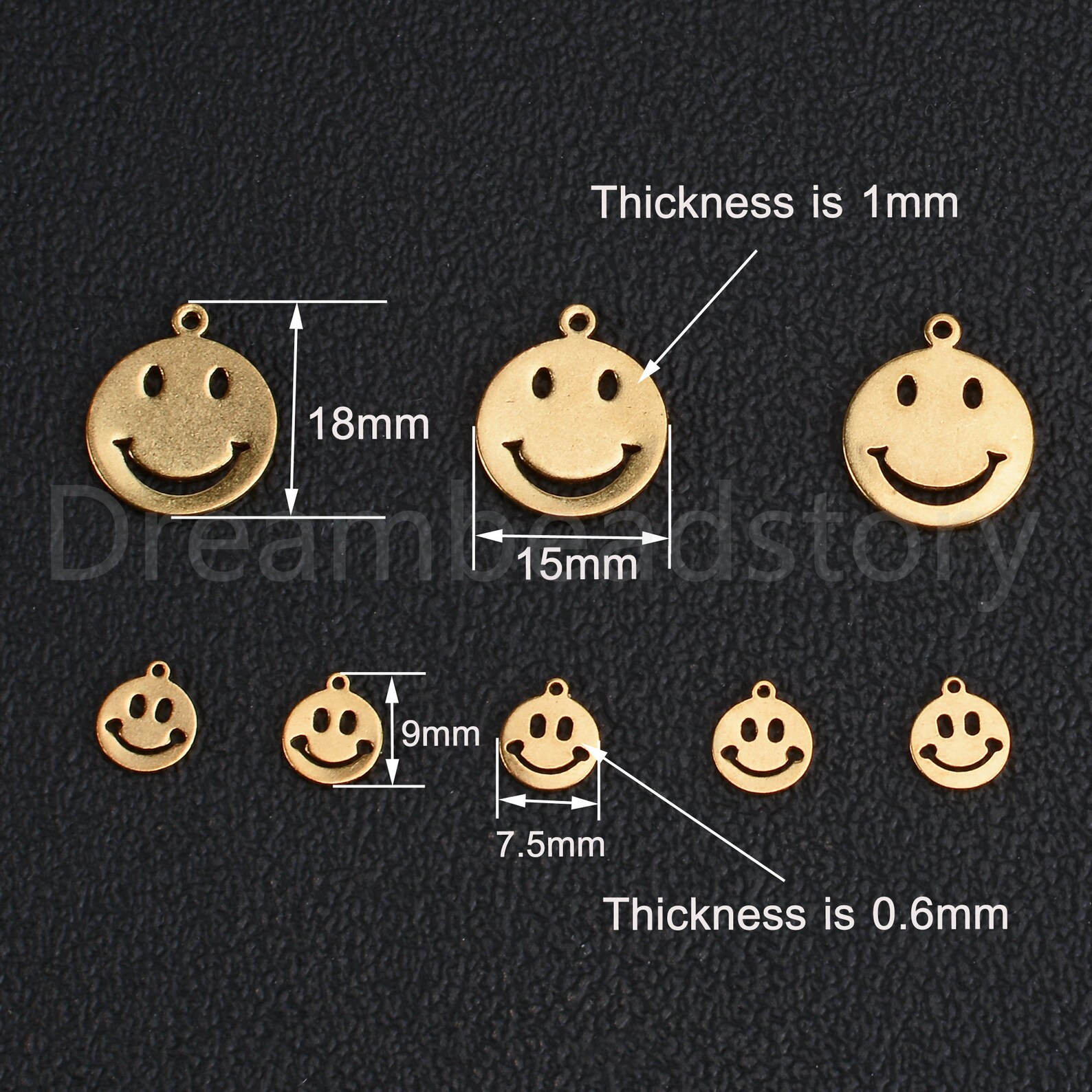 10-100 Pcs Raw Brass Smiley Face Charm Pendant/ Smile Charms/ | Etsy