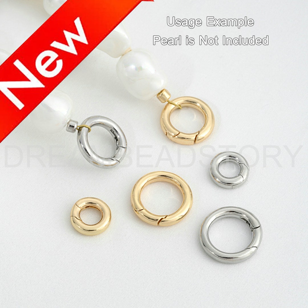 Gold Push Gate Clasp - Thick Round Lock Clasp - Spring Circle Closure ...