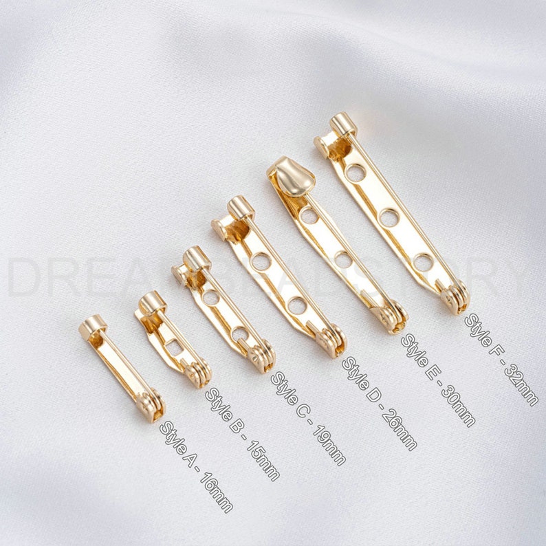 Blank Brooch Setting With Safe Lock, 14K Real Gold Plated Over Brass ...