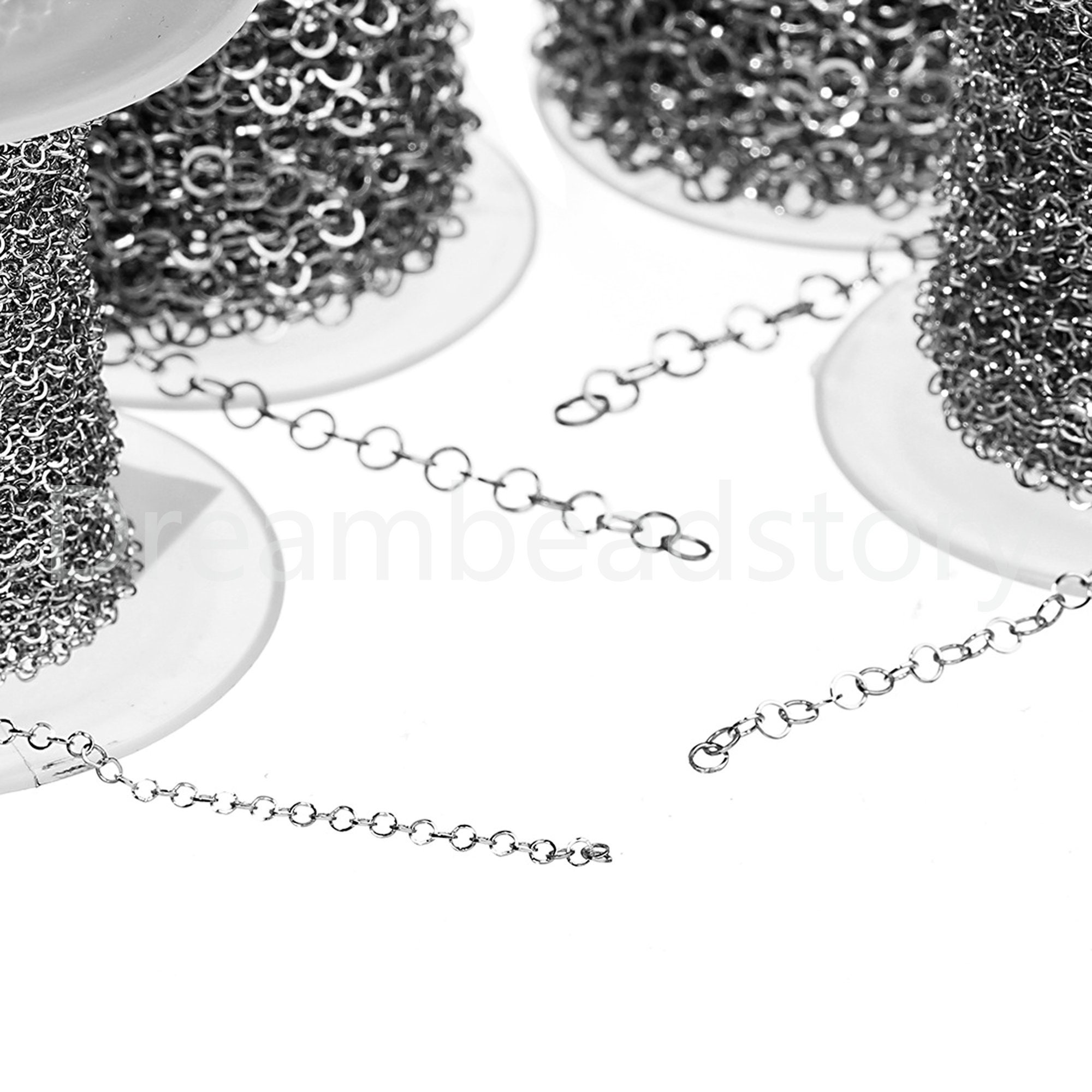 1-5 Rolls Stainless Steel Chain/ 2mm 3mm 4mm 5mm Rolo Link Chains ...