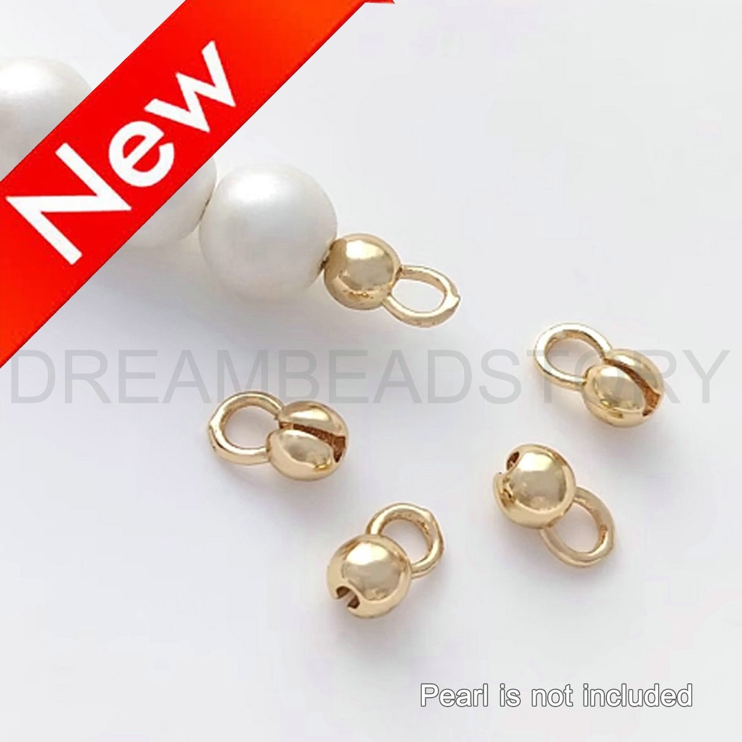 10-500 Pcs Crimp Ends for Jewelry Making Supply 14K Real Gold Plated ...