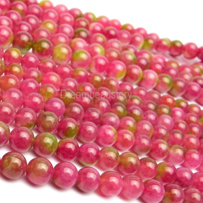 Watermelon Quartz Beads Round Watermelon Crystal Quartz 4 6 | Etsy