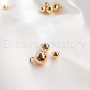 4-500 Pcs Gold Ball Charms 14K Gold Plated Polished Plain Round Ball ...