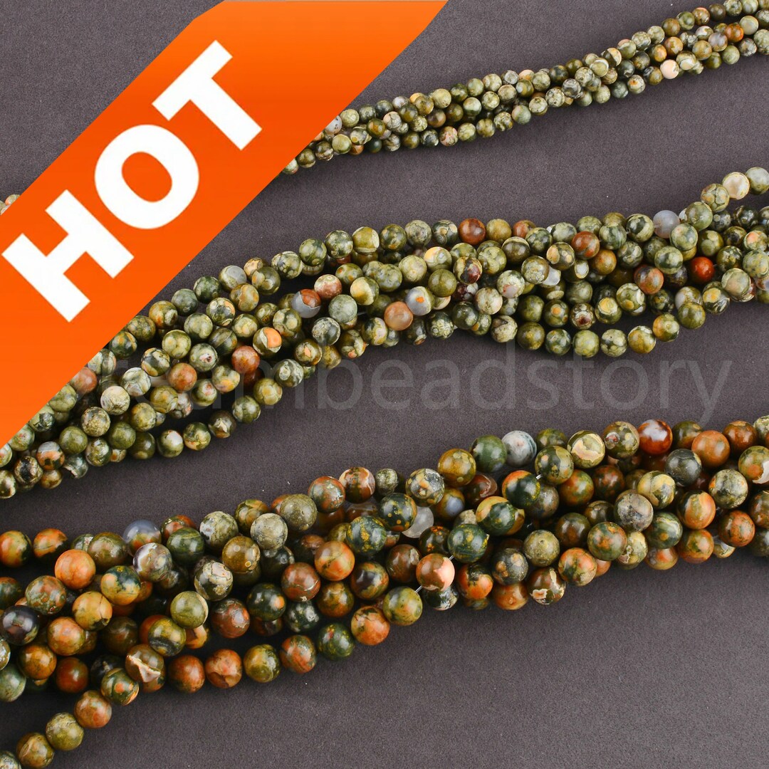 Natural Kambaba Jasper Beads Genuine Forest Green Jasper Semi Precious ...