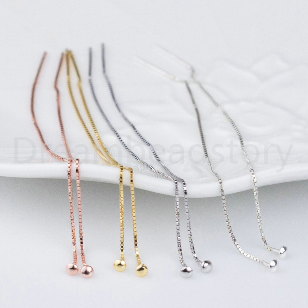 4-100 Pcs 925 Sterling Silver Threader Earring Minimalist Long Box ...