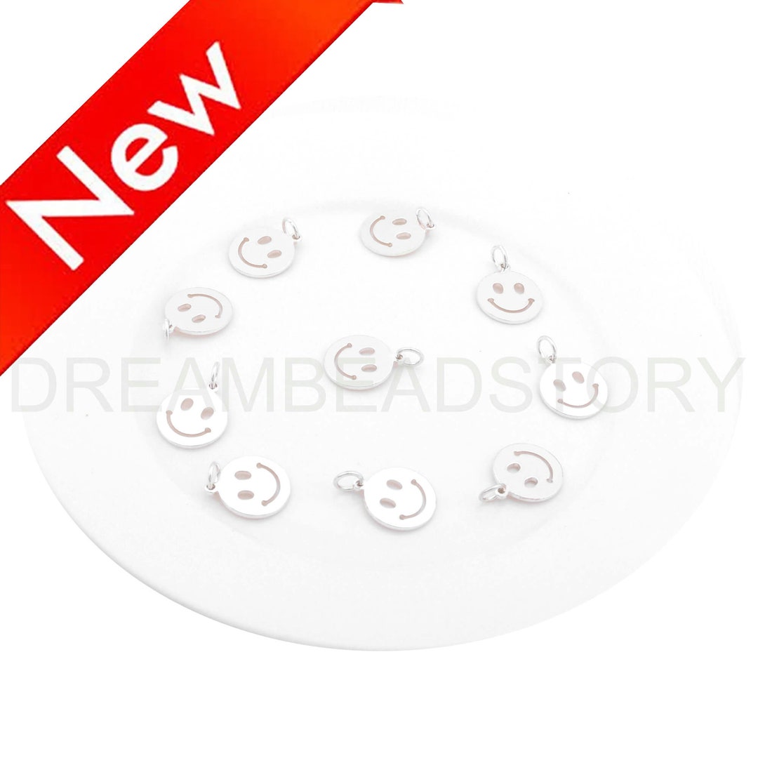 2-50 Pcs 925 Sterling Silver Smiley Face Charms for Bracelet Making ...