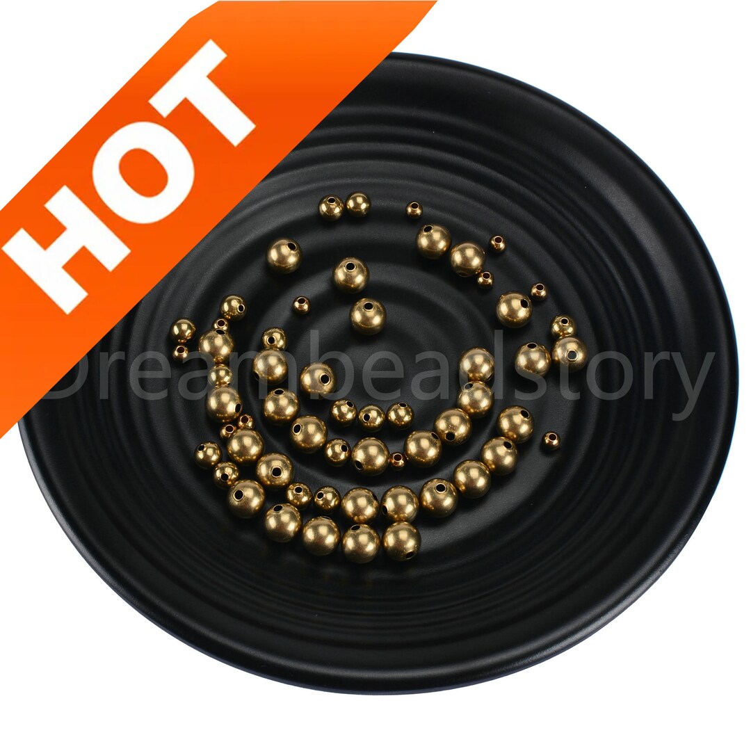 200-5000 Pcs Brass Ball Spacer Beads/ Smooth Plain Round Raw Brass ...
