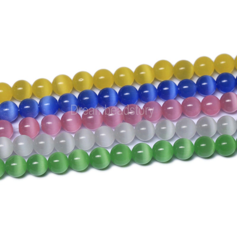 Cat Eye Beads, Round Full Strand 6mm 8mm 10mm Imitation White Blue ...