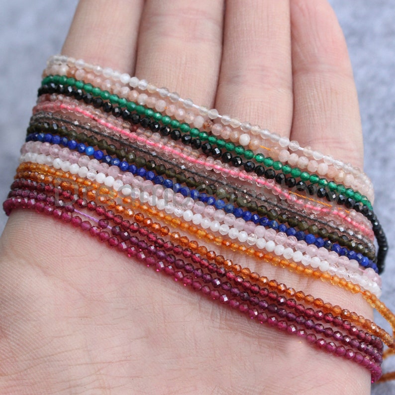 2mm Faceted Gemstone Rondelle Seed Beads Natural Lapis Etsy