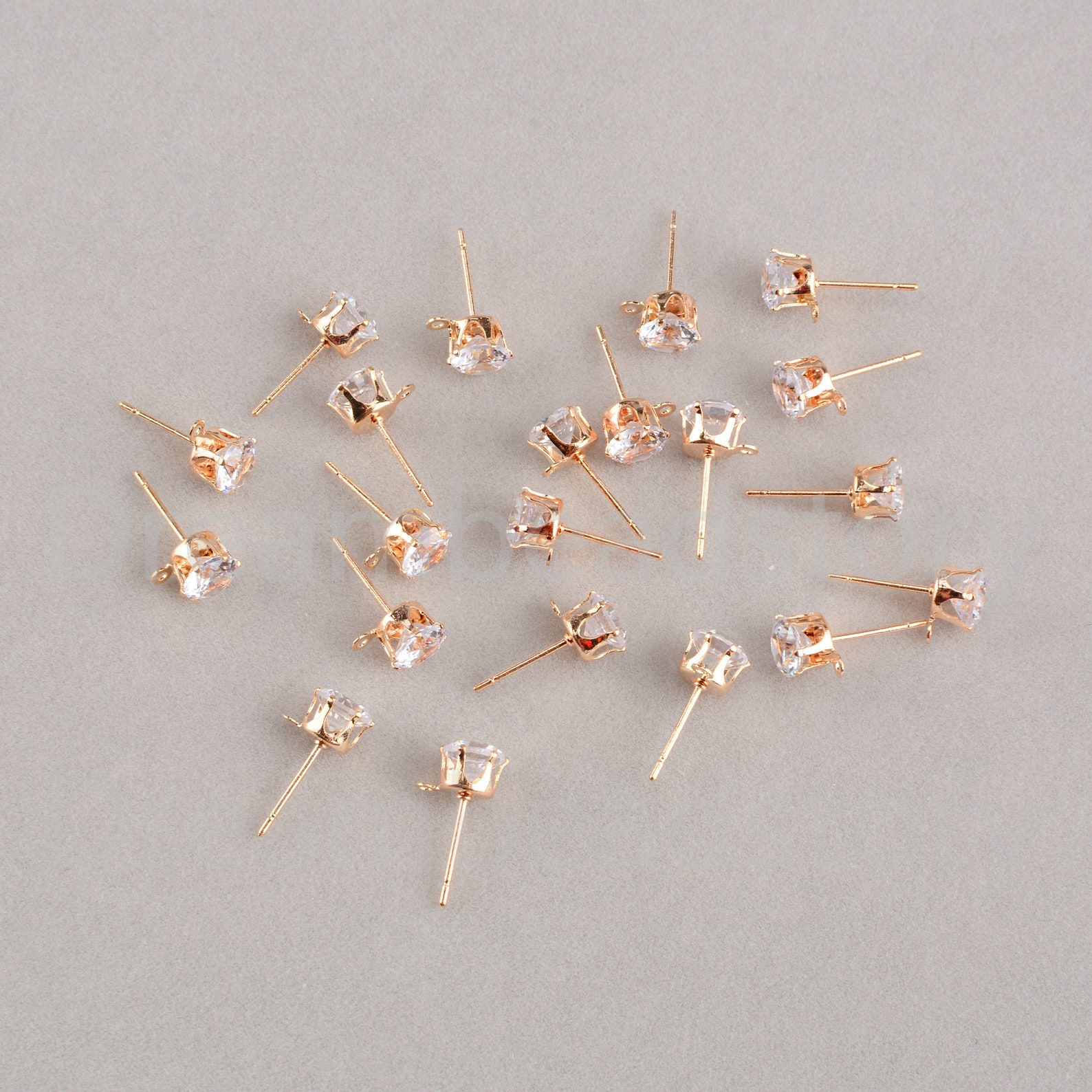 50-400 Pcs Round Snap-Set Post Earring Setting/ 6-Prong Clear | Etsy