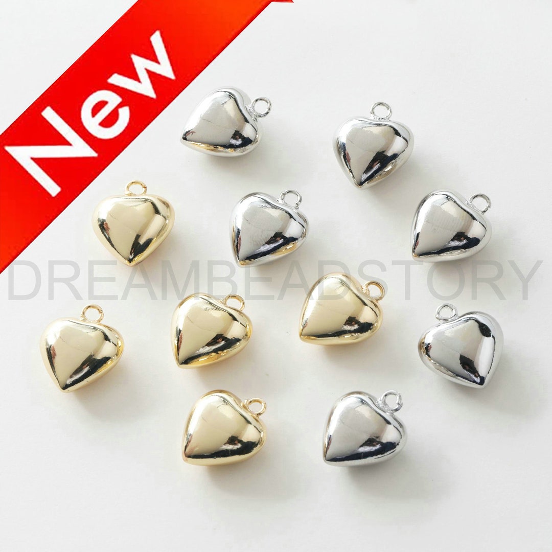 Heart Charms for Jewelry Making - 14K Real Gold/ White Gold Plated ...