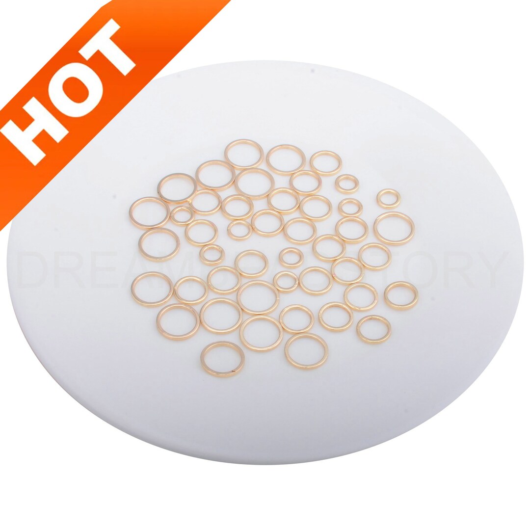 50-1000 Pcs Gold Circle Ring, 14K Real Gold Plated Plain Closed Rings ...