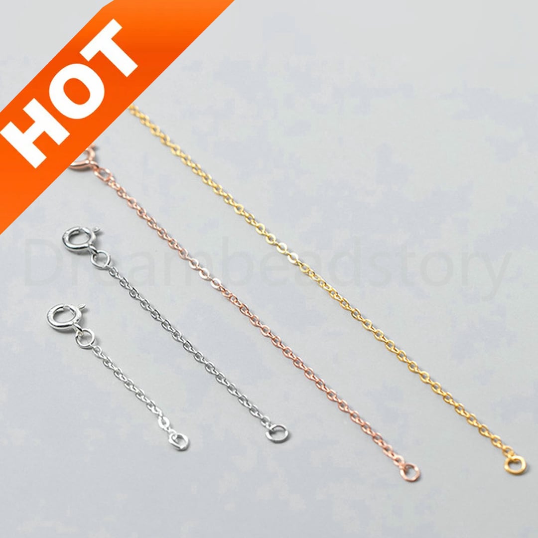 2-50 Pcs 925 Sterling Silver Extender Chain Gold/white Gold/rose Gold ...