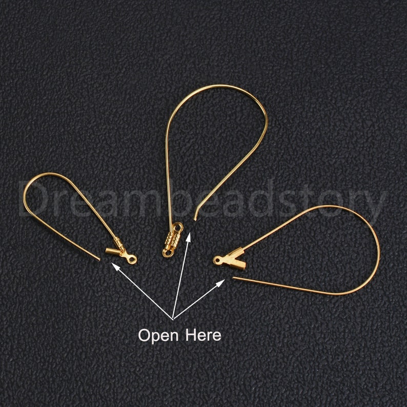 20-500 Pcs Raw Brass Waterdrop Charms Hollow Ear Wire Finding Component ...