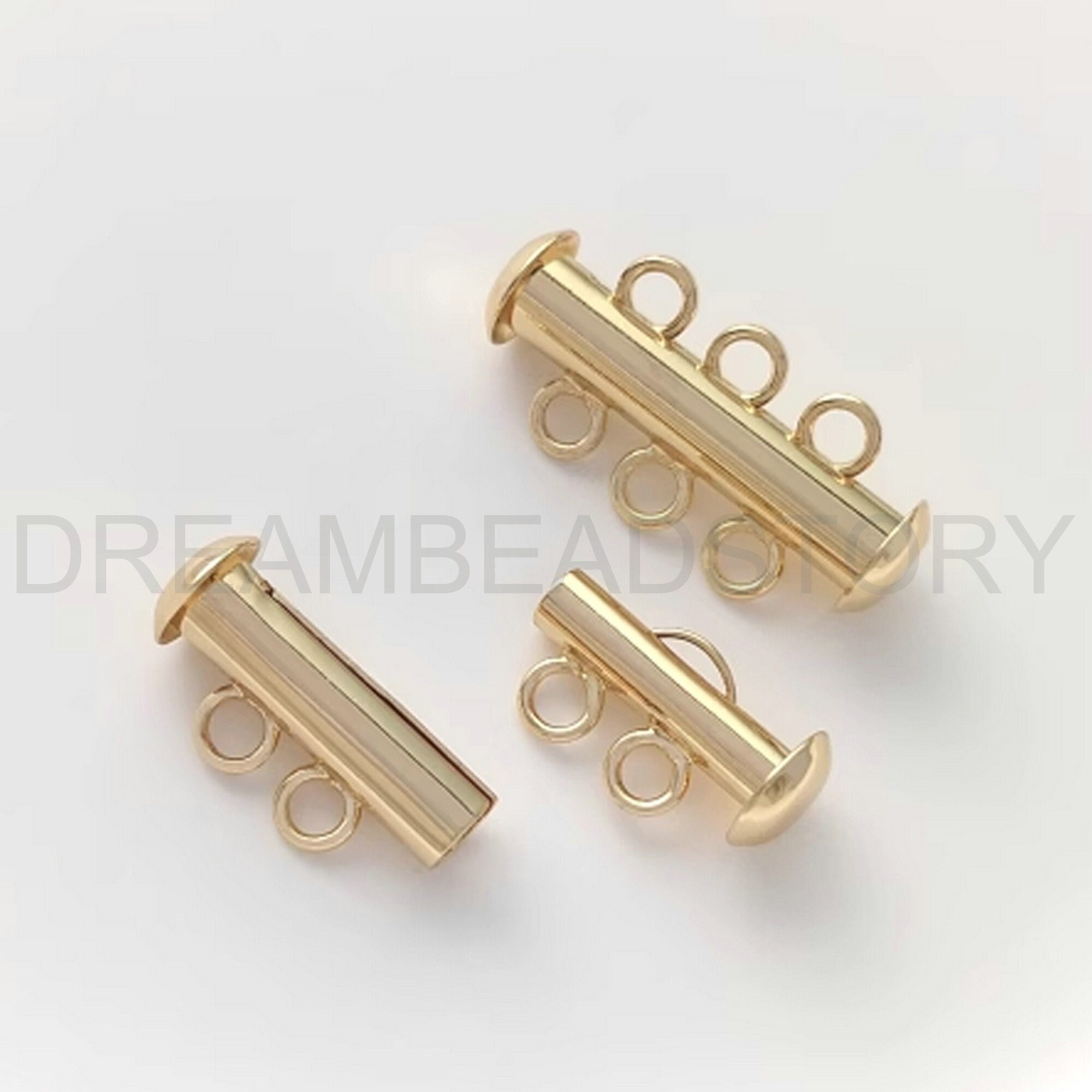 1-100 Pc Tube Clasp for Jewelry Making 14K Real Gold Plated Brass Good ...
