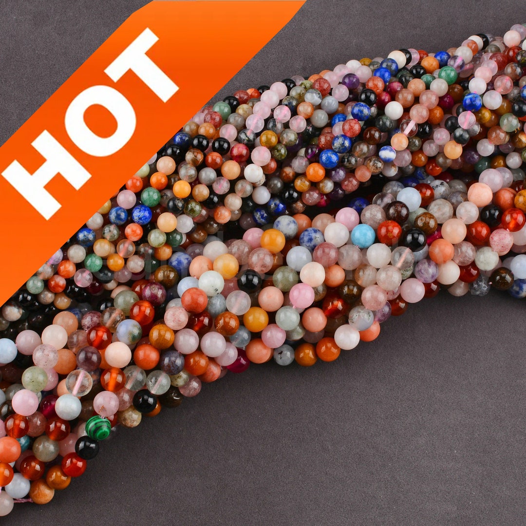 Assorted Gemstone Beads Mixed Color Natural Stone Round 6mm 8mm 10mm ...
