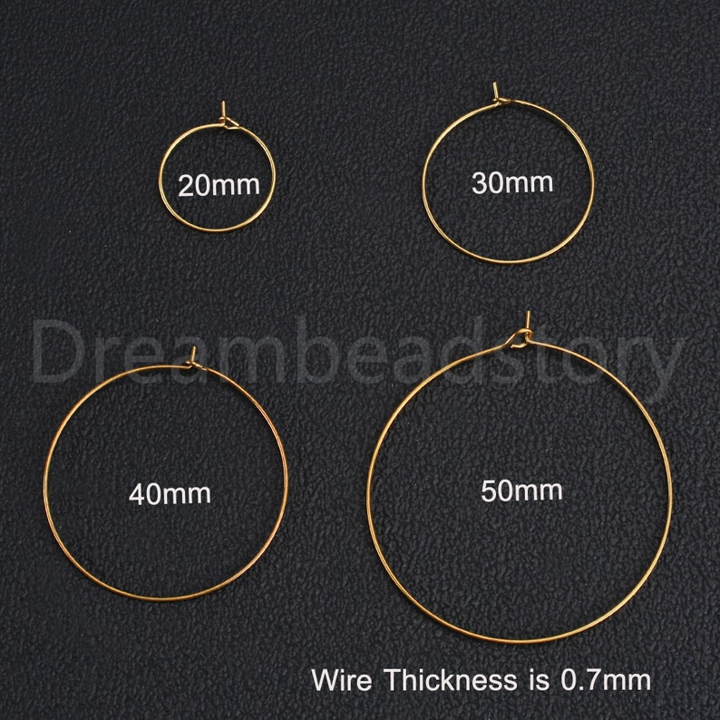 20-500 Pcs Raw Brass Earring Hoops 20mm 30mm 40mm 50mm Round Circle ...
