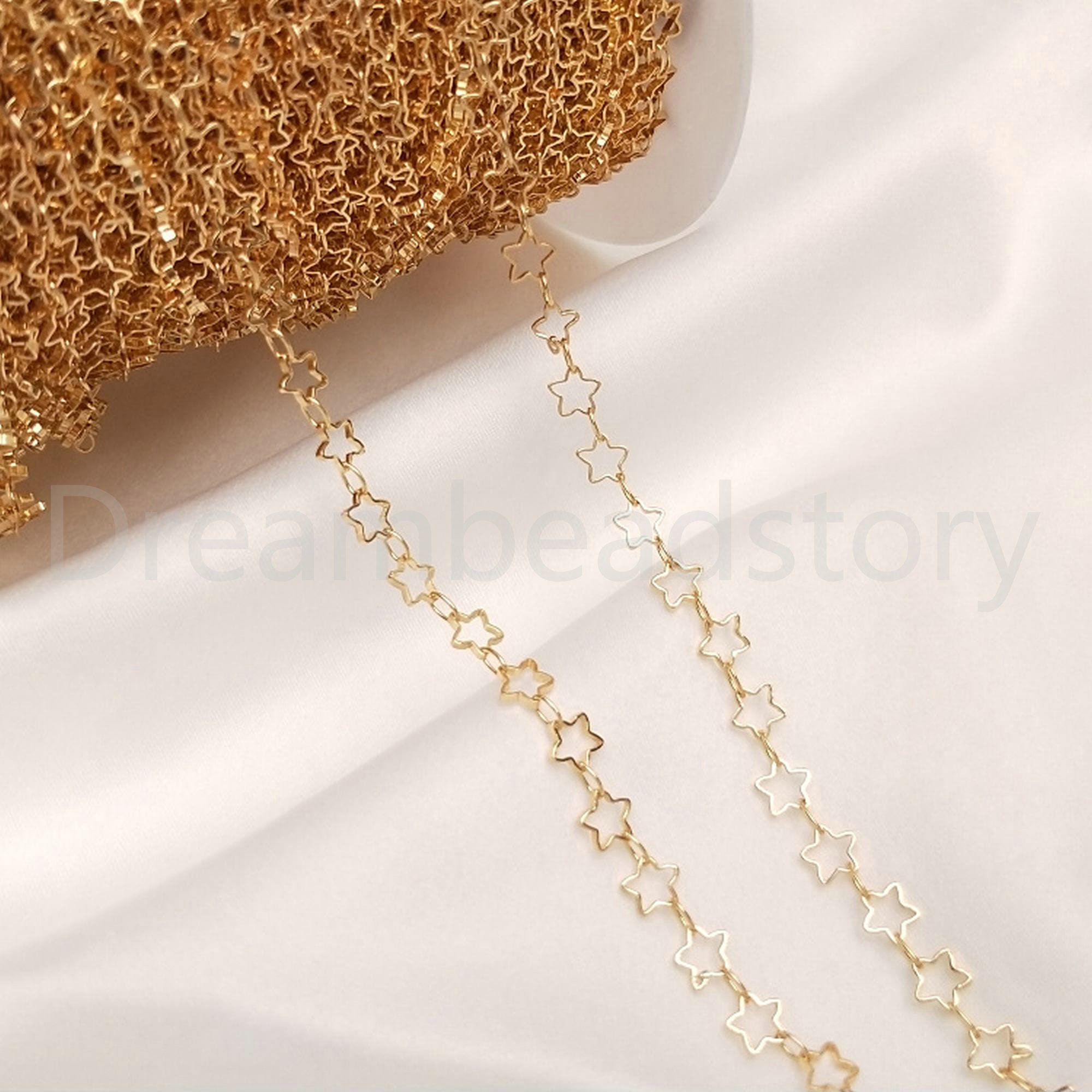 1-50 Meters Gold Star Chain for Jewelry Making Supply 14K Real - Etsy