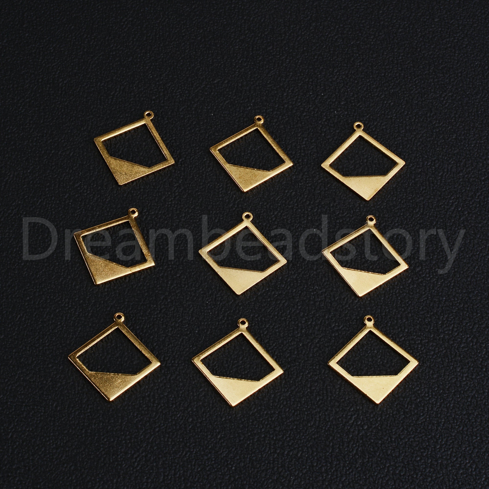 20-1000 Pcs Square Charms Raw Brass Half Hollow Square Shape | Etsy