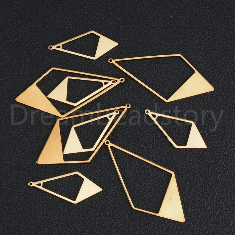 10-200 Pcs Raw Brass Irregular Rhombus Large Hollow Geometric - Etsy
