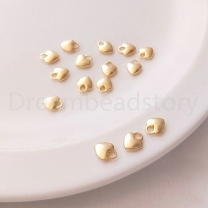 10-1000 Pcs Mini Heart Charms for Earring Making 14K Gold Plated Love ...