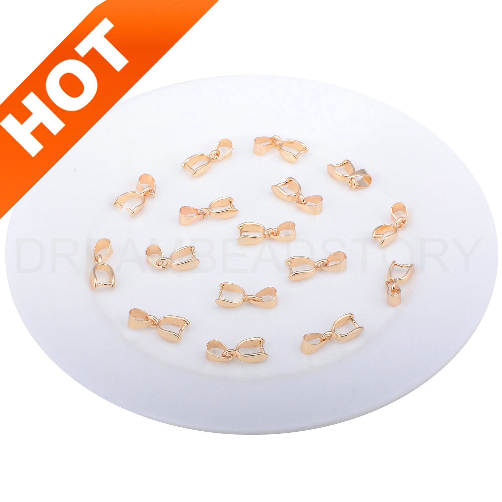 10-100 Pcs Gold Pinch Bails for Pendant Making 14K Gold Plated Clips ...