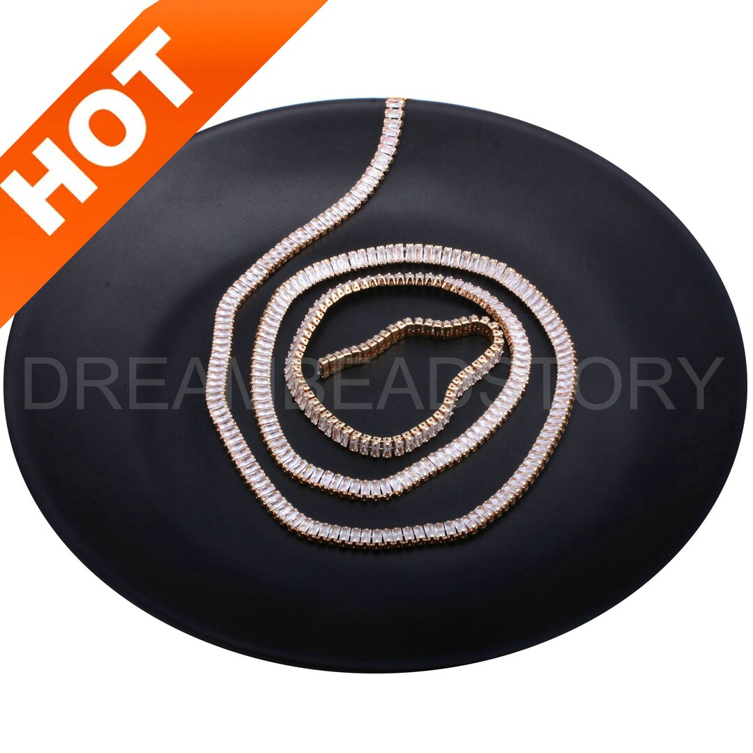 0.5-20 Yards Rhinestone Chain, 14K Real Gold Plated Clear Rhinestone ...