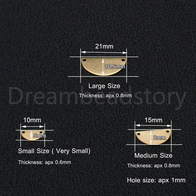 20-500 Pcs Half Moon Charms Raw Brass Blank Semi Circle Fan Shape ...