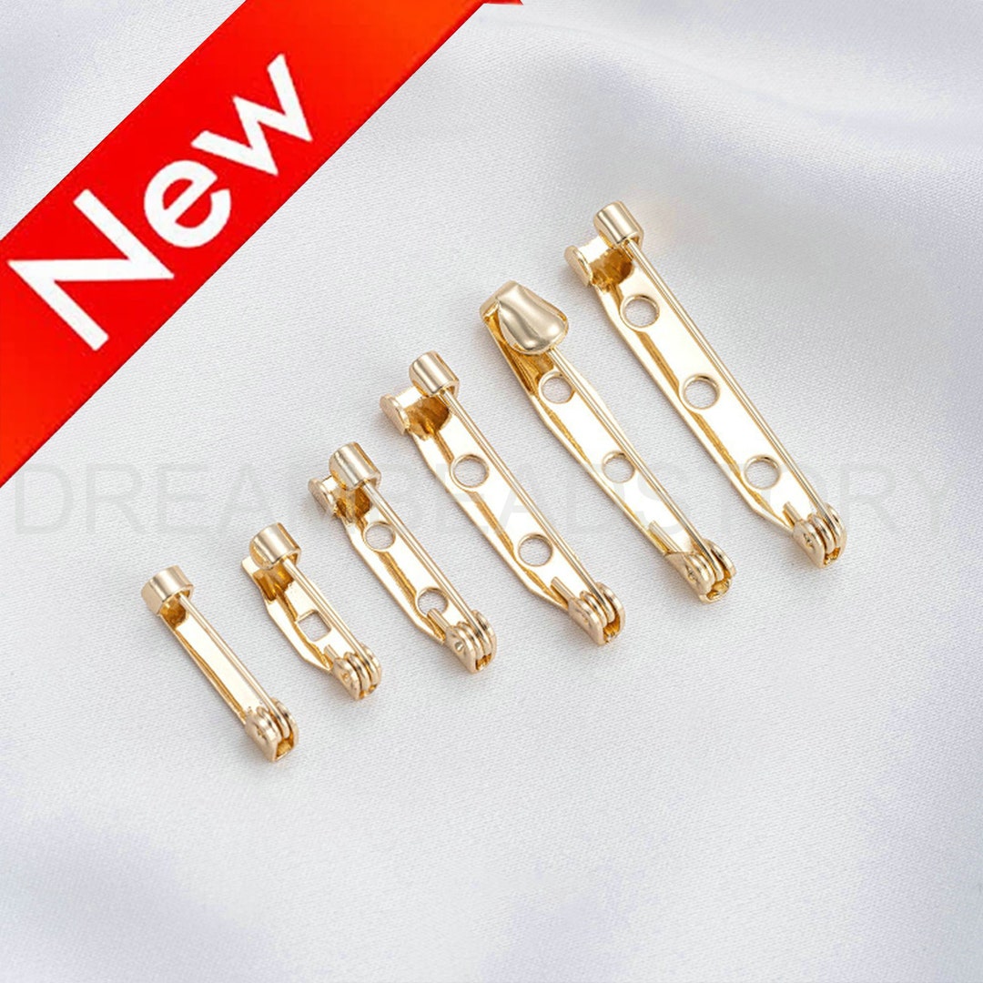 Blank Brooch Setting With Safe Lock, 14K Real Gold Plated Over Brass ...