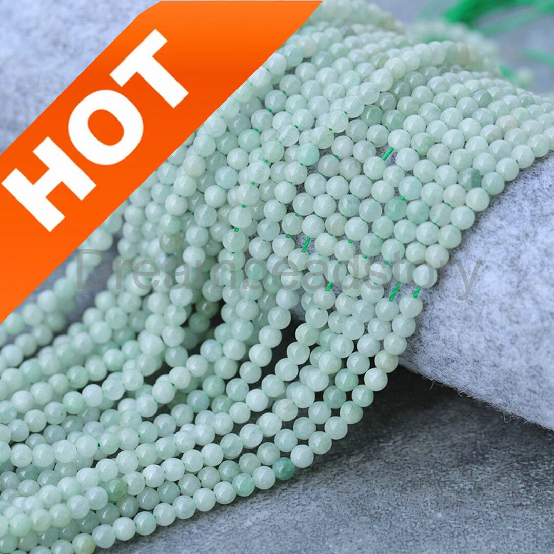 Grade A Natural Burma Jadeite Gemstone Beads for Jewelry Making 2mm 3mm ...
