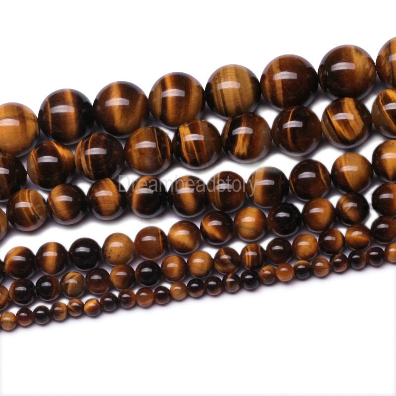 Natural Yellow Tigers Eye Gemstone 4 6 8 10 12 14mm Round Beads for ...