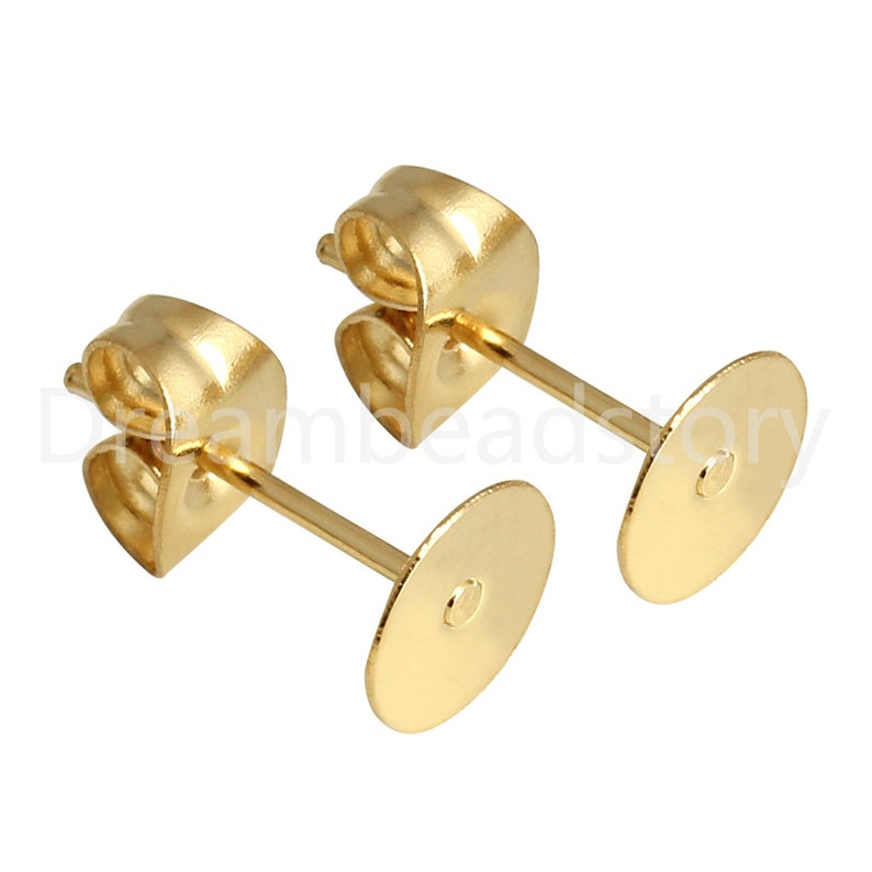 100-200 Pcs Gold Plated Surgical Stainless Steel Earring Posts/ Earring ...