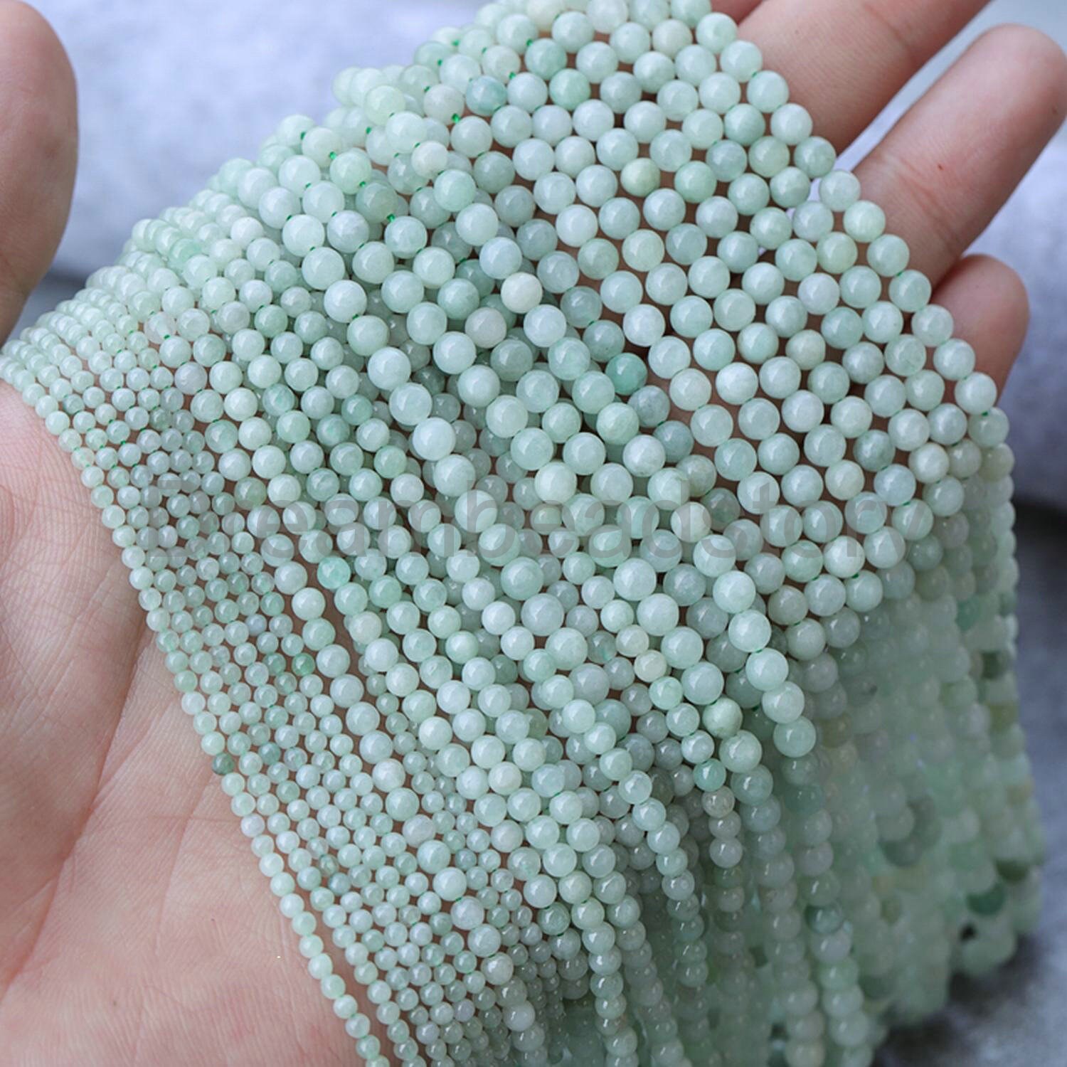 Grade A Natural Burma Jadeite Gemstone Beads for Jewelry Making 2mm 3mm ...
