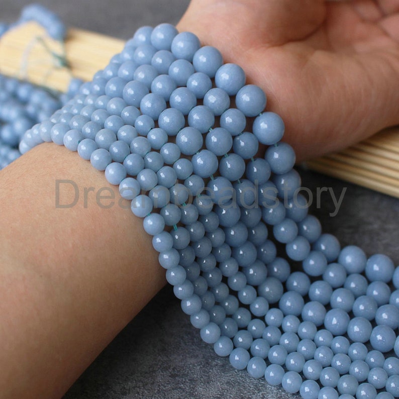 AA Natural Angelite Anhydrite Blue Gemstone Round 4mm 6mm 8mm 10mm 12mm ...