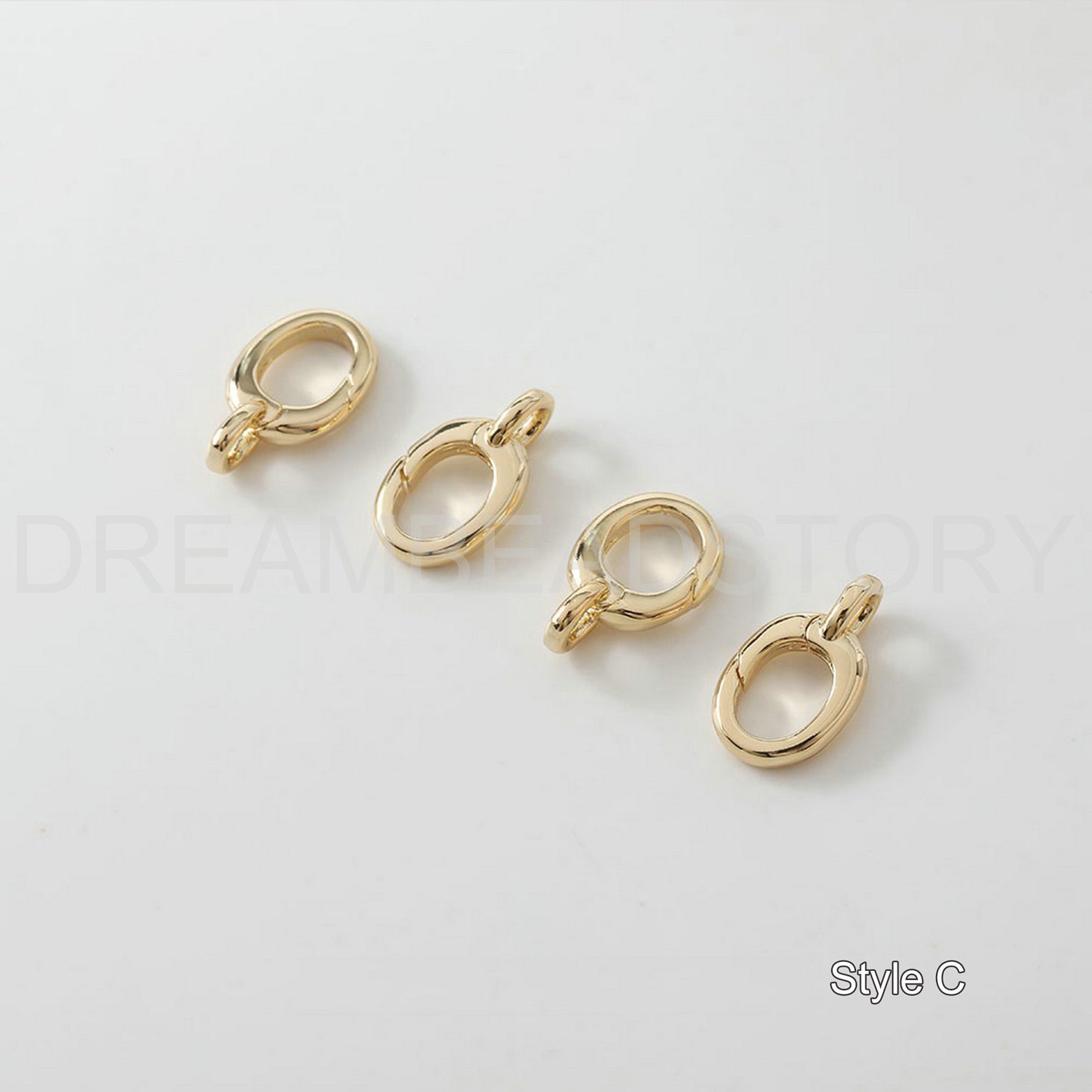 Push Gate Oval Clasp - Spring Gate Clasp - 14K Real Gold/ White Gold ...