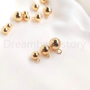 4-500 Pcs Gold Ball Charms 14K Gold Plated Polished Plain Round Ball ...