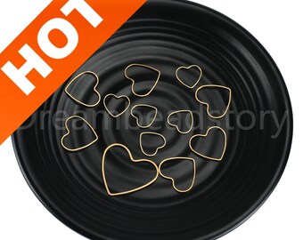 50pcs KC Gold Plated Heart Shape Wire Charms, Heart Ring Connector,flat ...