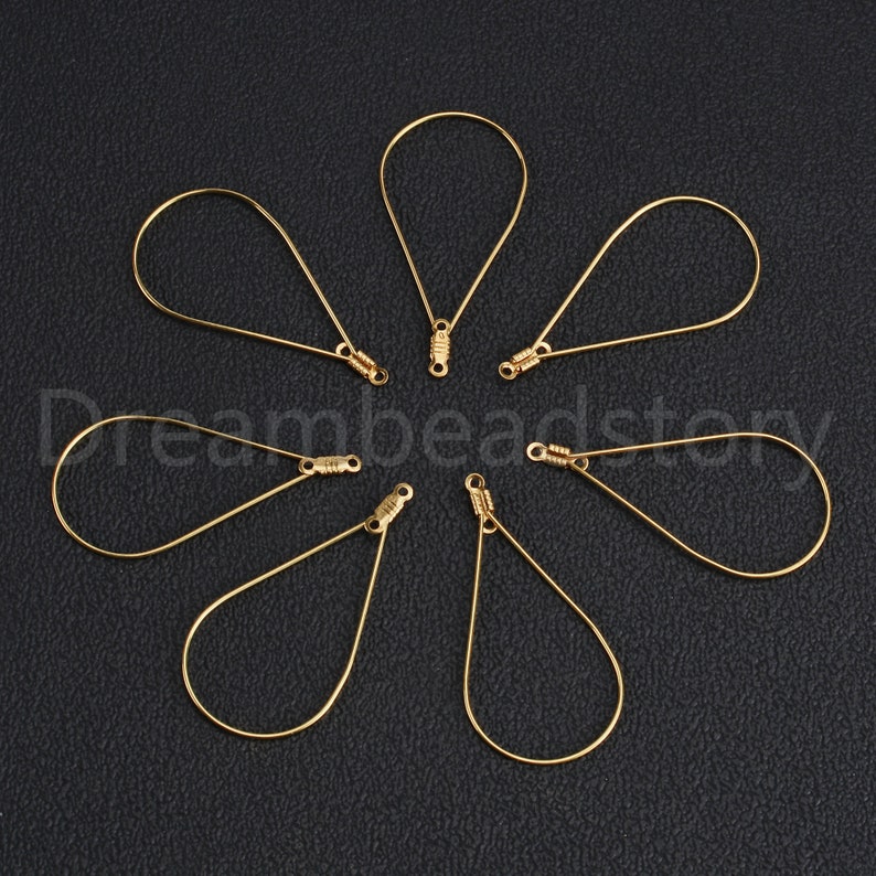 20-500 Pcs Raw Brass Waterdrop Charms Hollow Ear Wire Finding Component ...