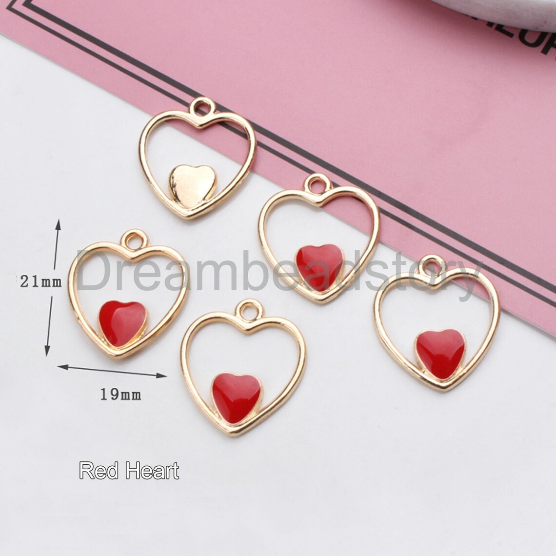 20-1000 Pcs Enamel Alloy Heart/ Round Pendant Beads for - Etsy
