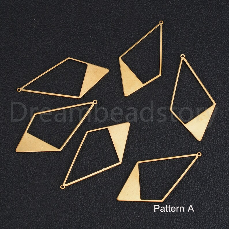 10-200 Pcs Raw Brass Irregular Rhombus Large Hollow Geometric - Etsy