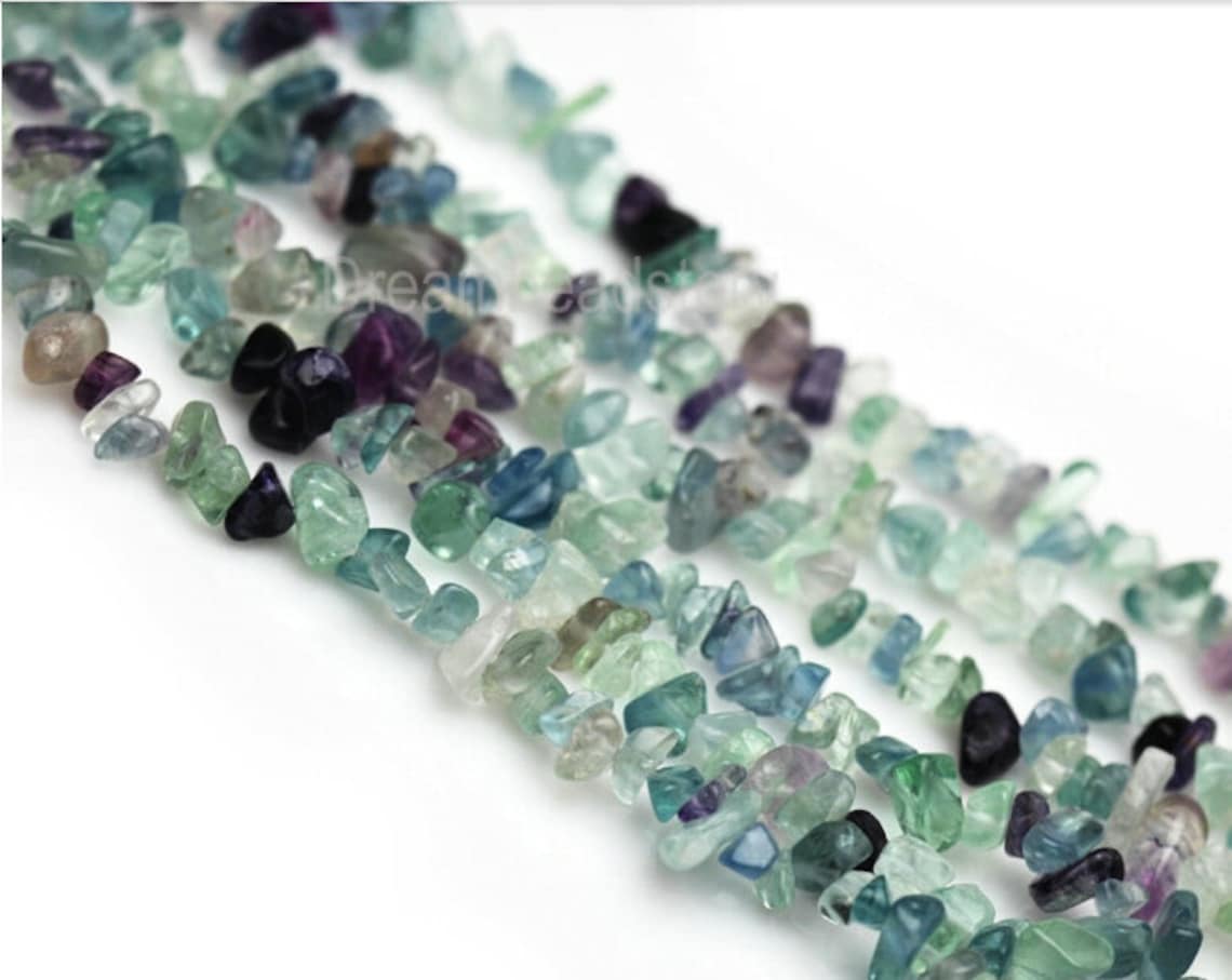 Mixed Color Stone Chips, Genuine Fluorite Chips, Long Strand 34 Inch ...