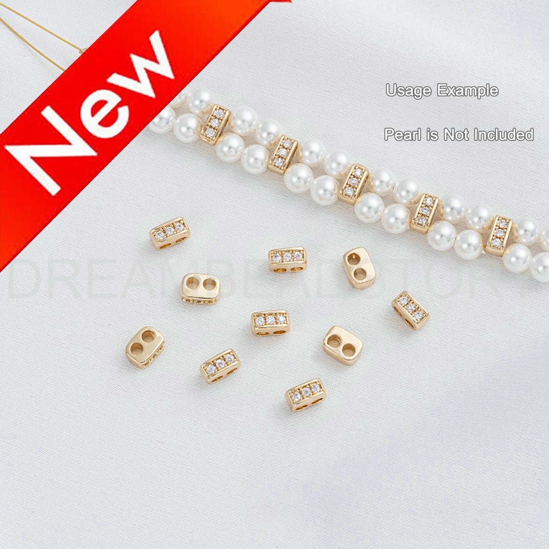 2 Strands Beads Spacer Finding, 14K Real Gold Plated Over Brass and ...