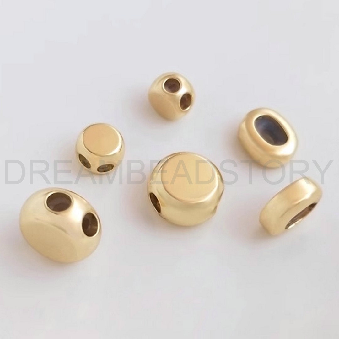2-100 Pcs Chain Stopper Beads for Jewelry Making 14K Real Gold Plated ...