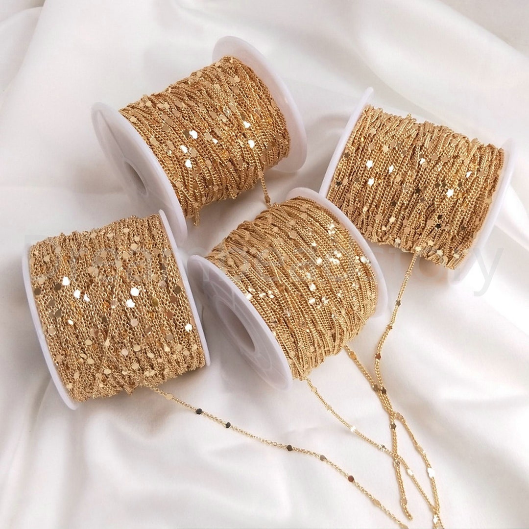 1-50 Meters Gold Chain Charms for Jewelry Making Supply 14K - Etsy