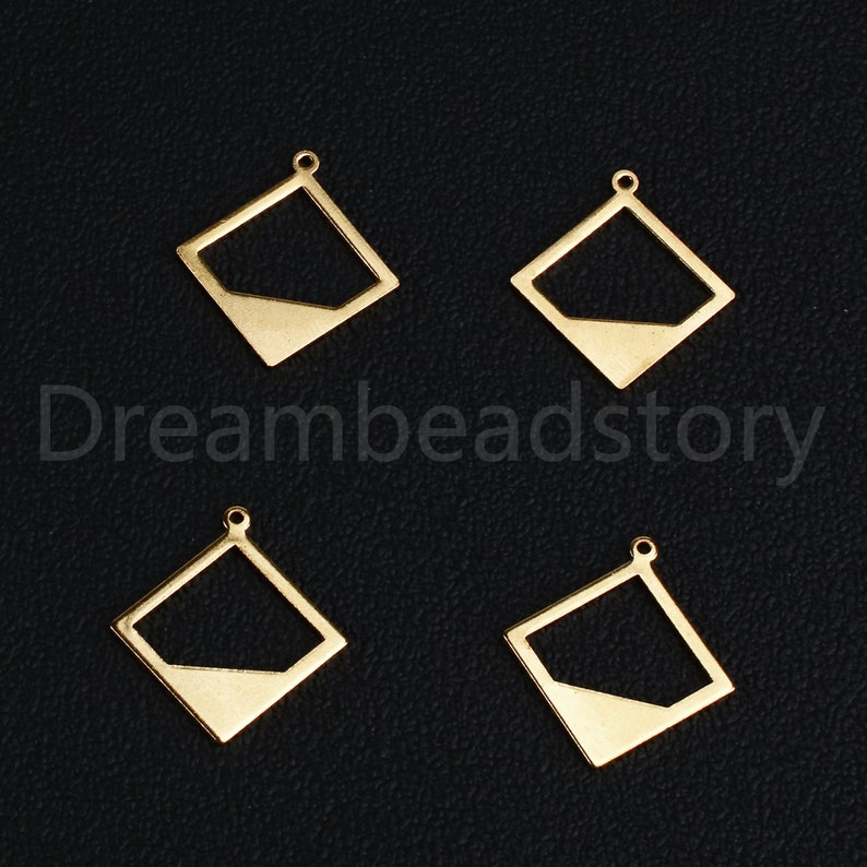 20-1000 Pcs Square Charms Raw Brass Half Hollow Square Shape - Etsy