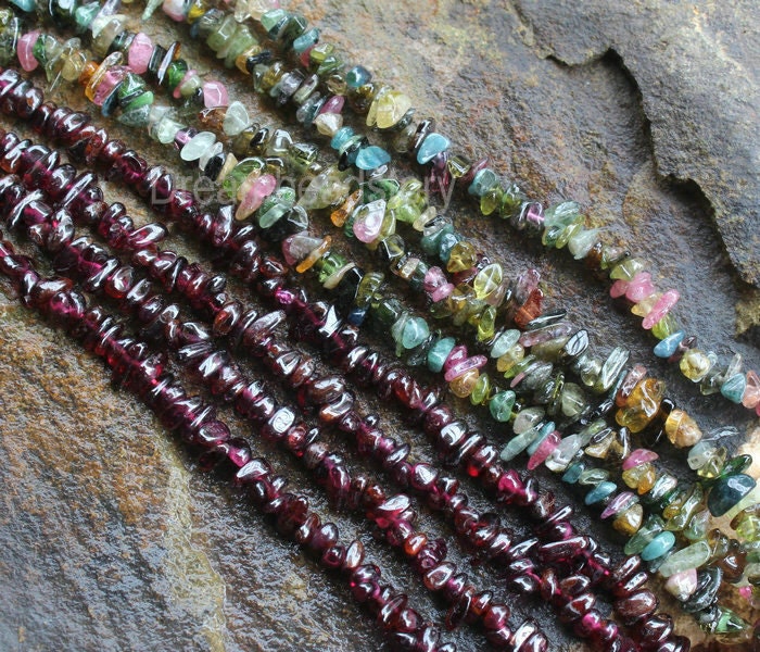 High Quality Center Drilled Gemstone Chips Natural Garnet/ - Etsy