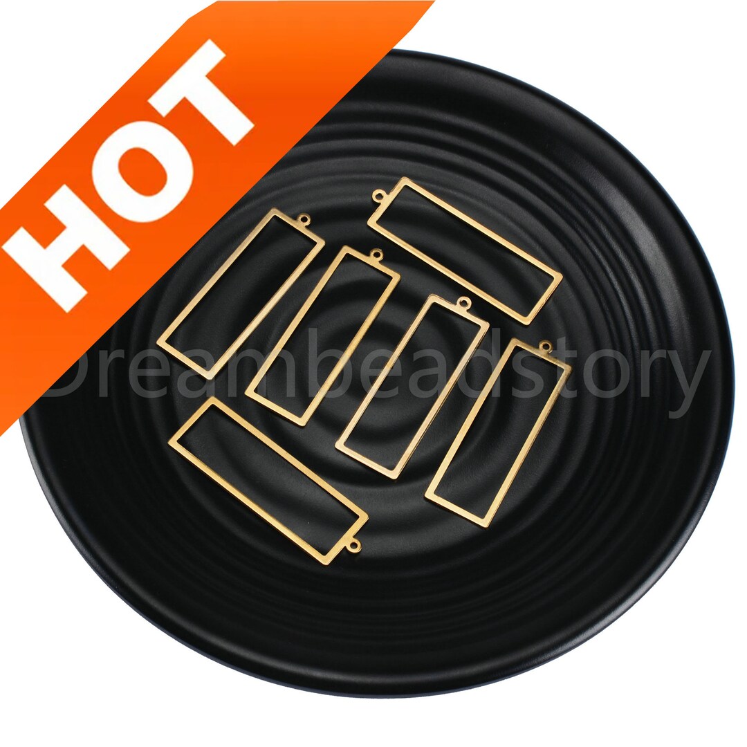 10-200 Pcs Brass Rectangle Charm Pendant Connector Finding for Jewelry ...
